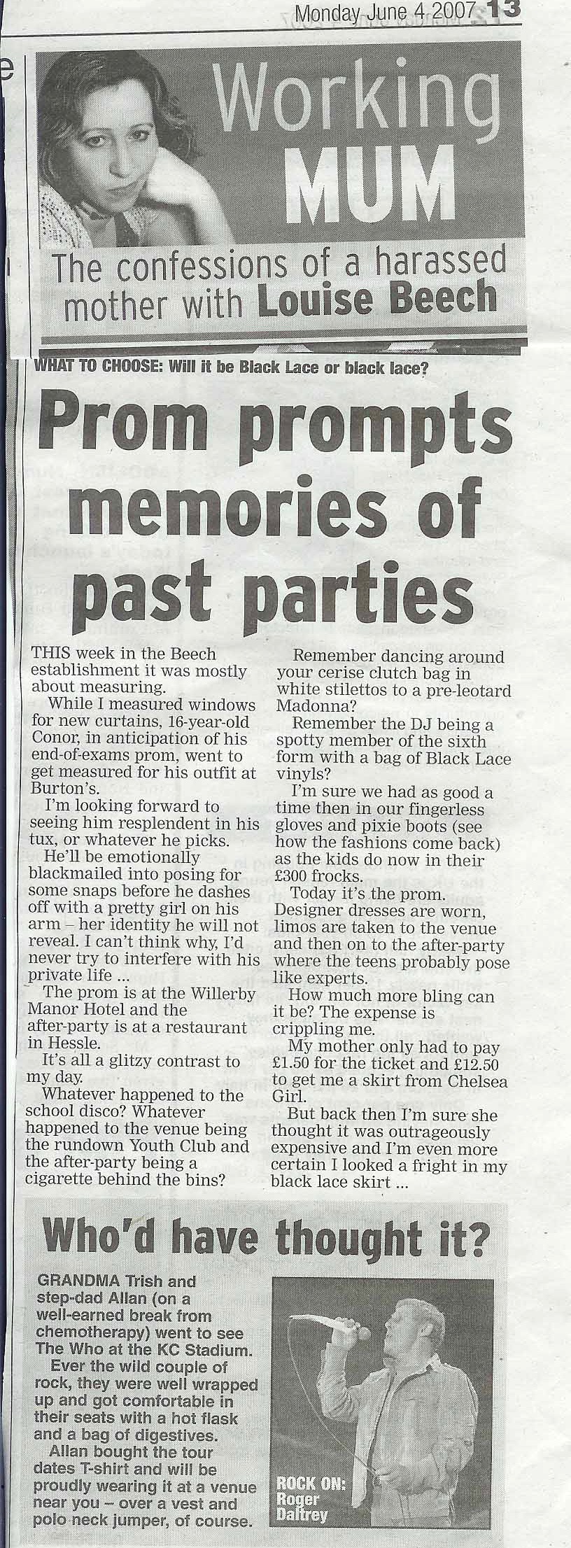 Newspaper Columns – Louise Beech/Louise Swanson